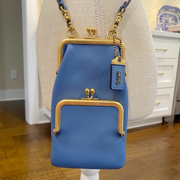 Coach | Bags | Coach Double Frame Kisslock 2 In Rare Blue | Poshmark